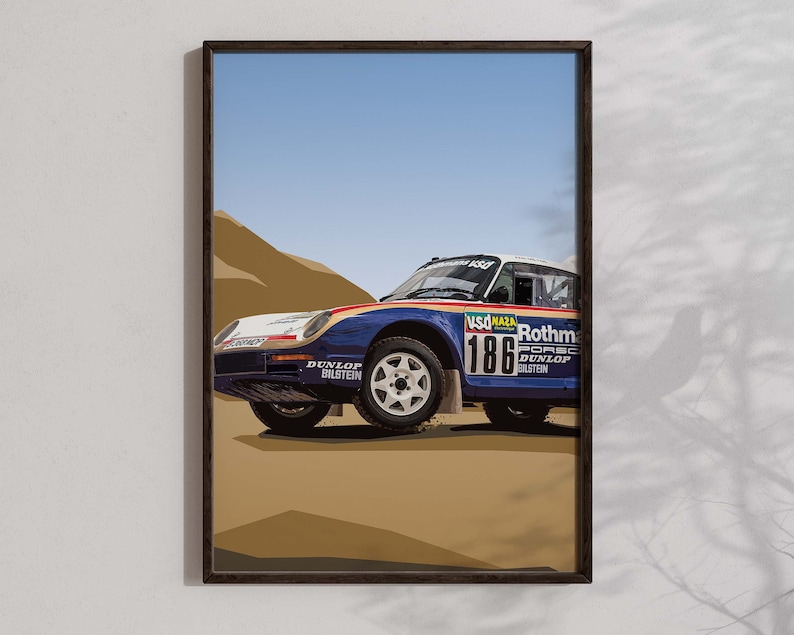 Printable Porsche 959 Dakar Poster Dakar Posters, Downloadable Racing ...