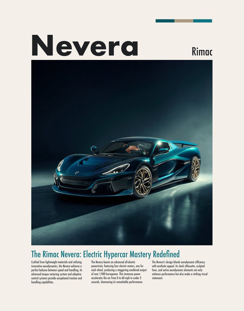 Rimac Nevera Poster Hyper Cars Wall Art Modern Automotive Wall Decoration Electric Futuristic ...