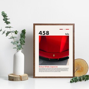 Ferrari 458 Italia Poster Super Car Wall Art Cool Automotive Prints ...