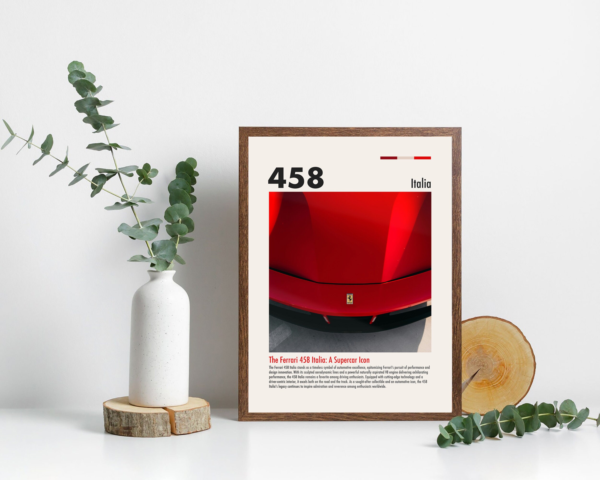 Ferrari 458 Italia Poster Super Car Wall Art Cool Automotive Prints ...