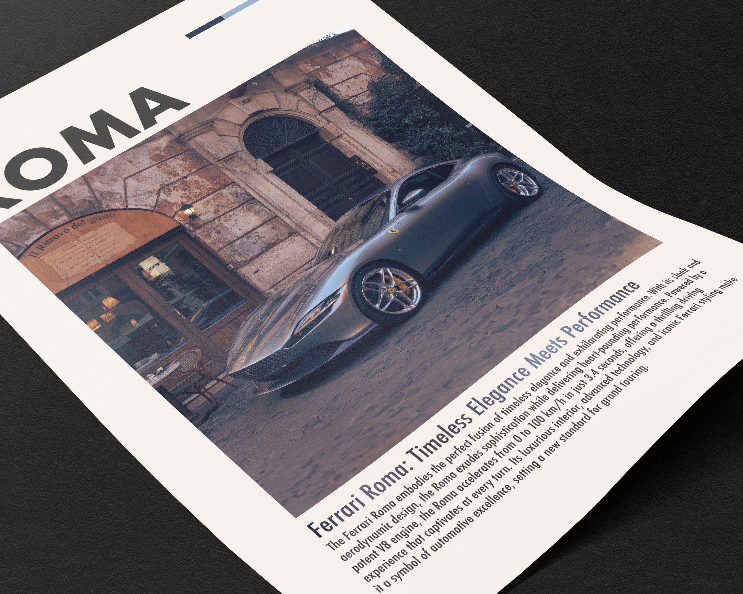 Ferrari Roma Wall Art Sports Car Posters Aesthetic Automotive Print ...