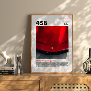Ferrari 458 Italia Poster Super Car Wall Art Cool Automotive Prints ...