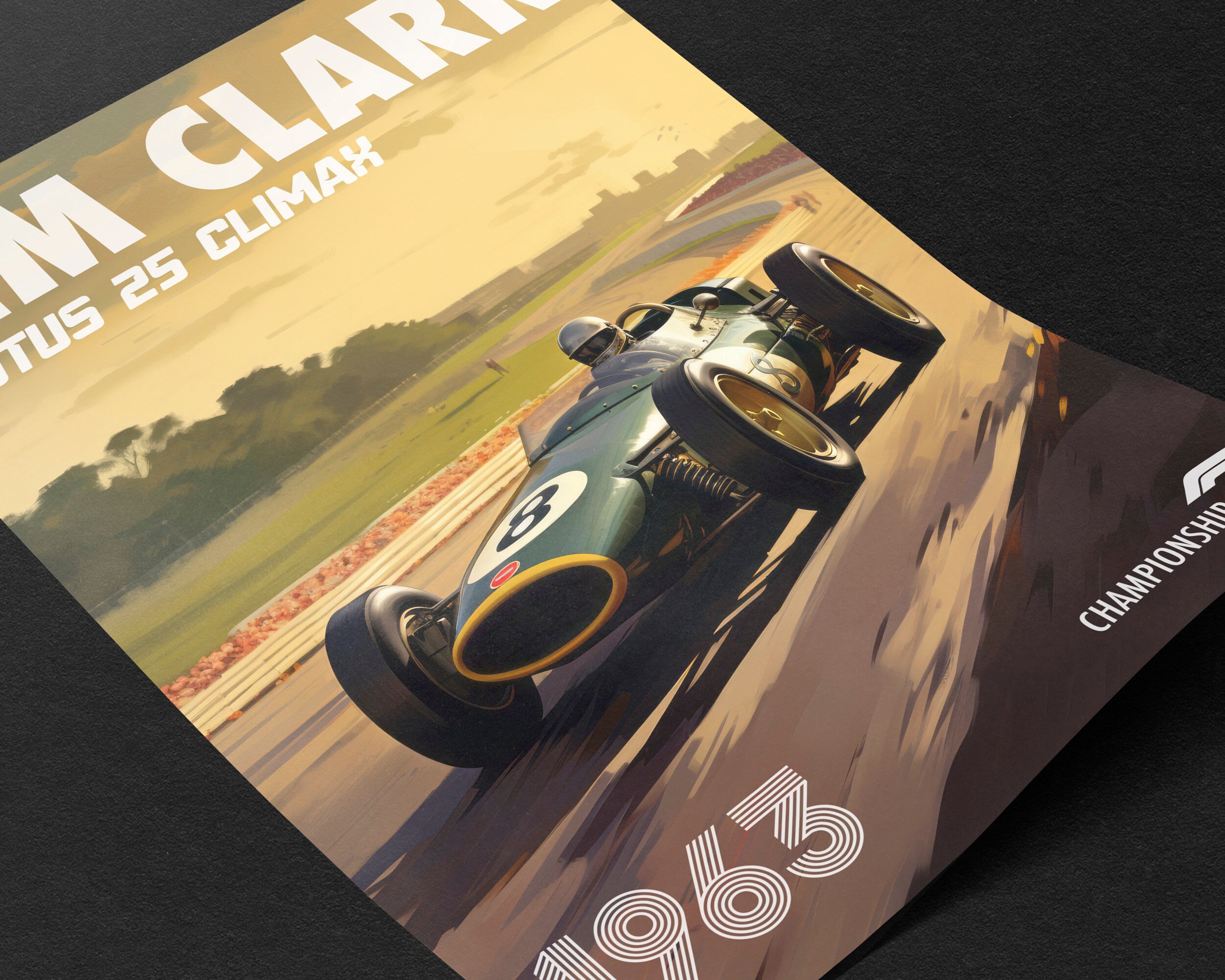 Vintage Jim Clark Poster Formula1 Race Car Wall Art Lotus 25 Climax ...