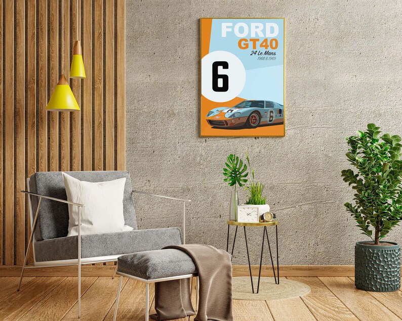 Printable Ford GT40 Gulf Wall Art, Ford GT Wall Art, Race Car Wall Art ...