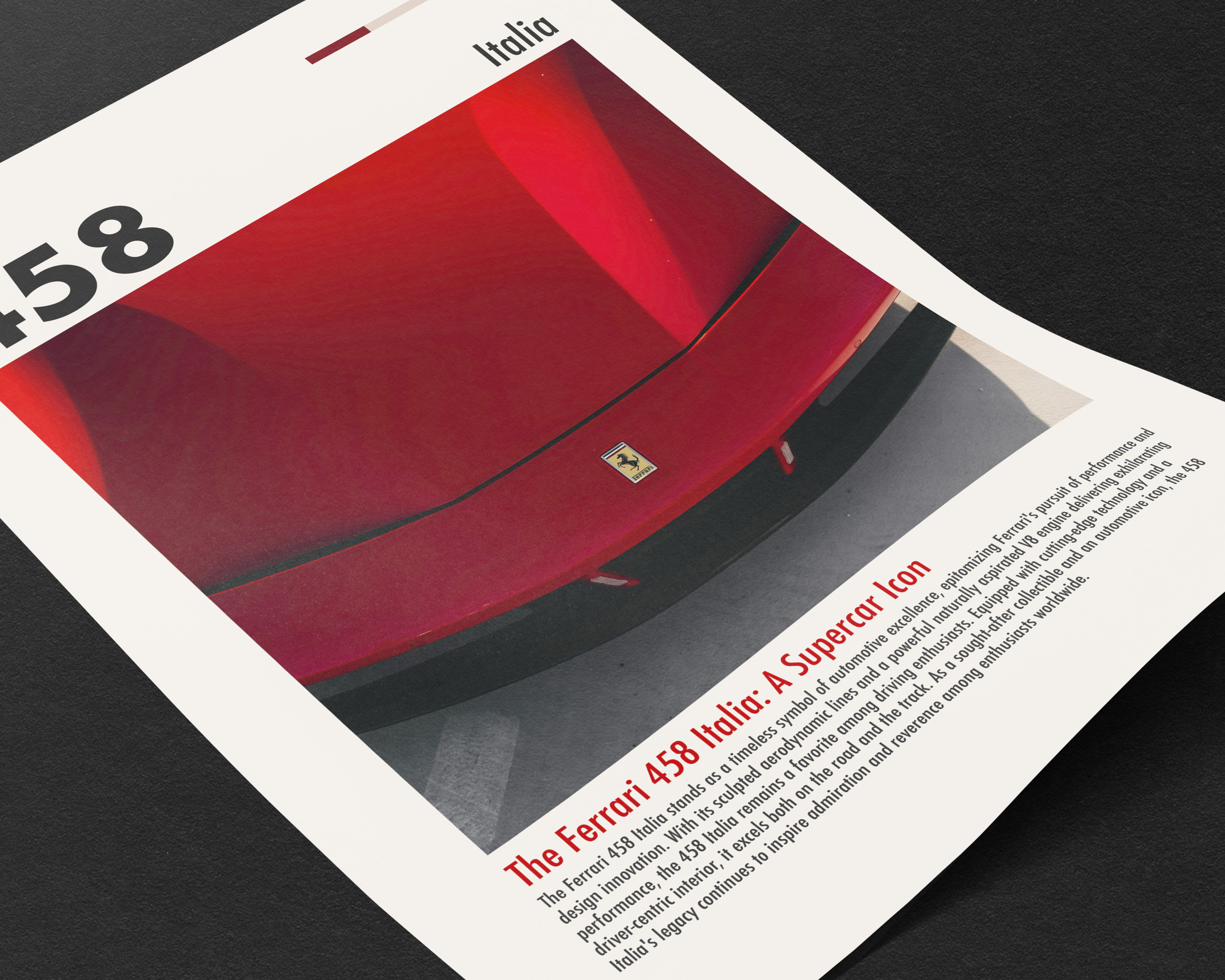 Ferrari 458 Italia Poster Super Car Wall Art Cool Automotive Prints ...