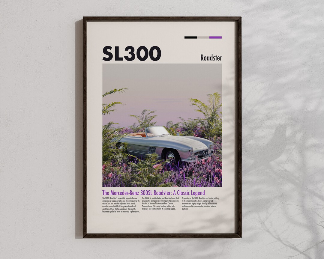 Vintage Mercedes 300SL Poster Surreal Cars Wall Art Cool Automotive ...