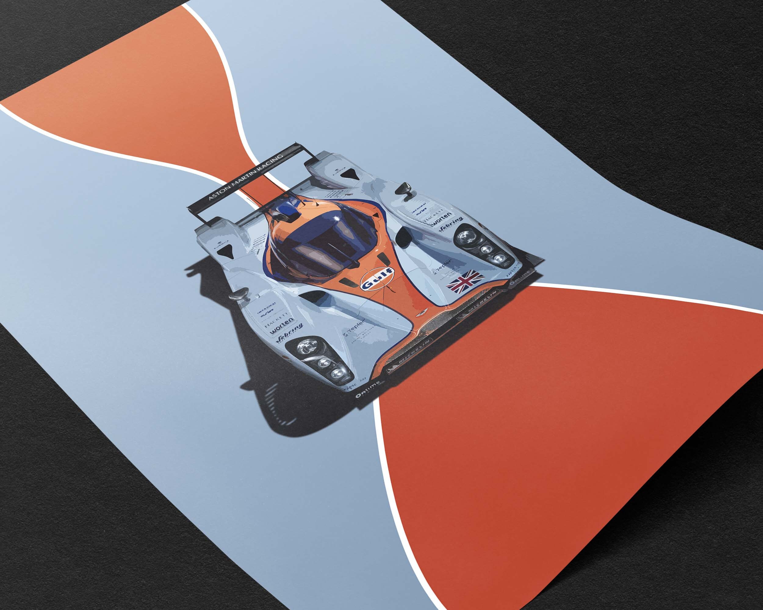 Aston Martin DBR1-2 With Gulf Livery, Printable Race Car Poster, 24 ...