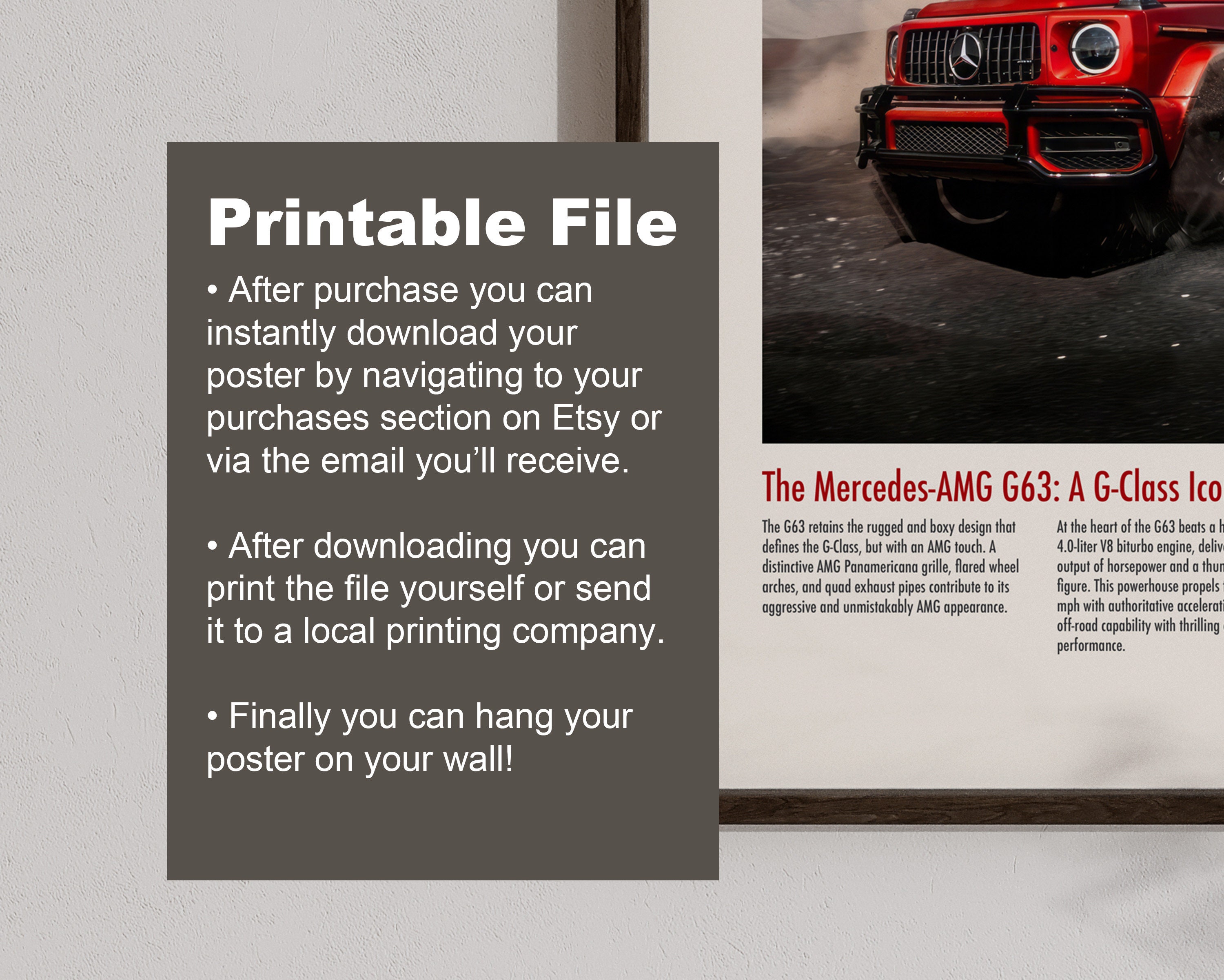 Mercedes G63 AMG Poster Cool Mercedes Artwork Decorative Automotive ...