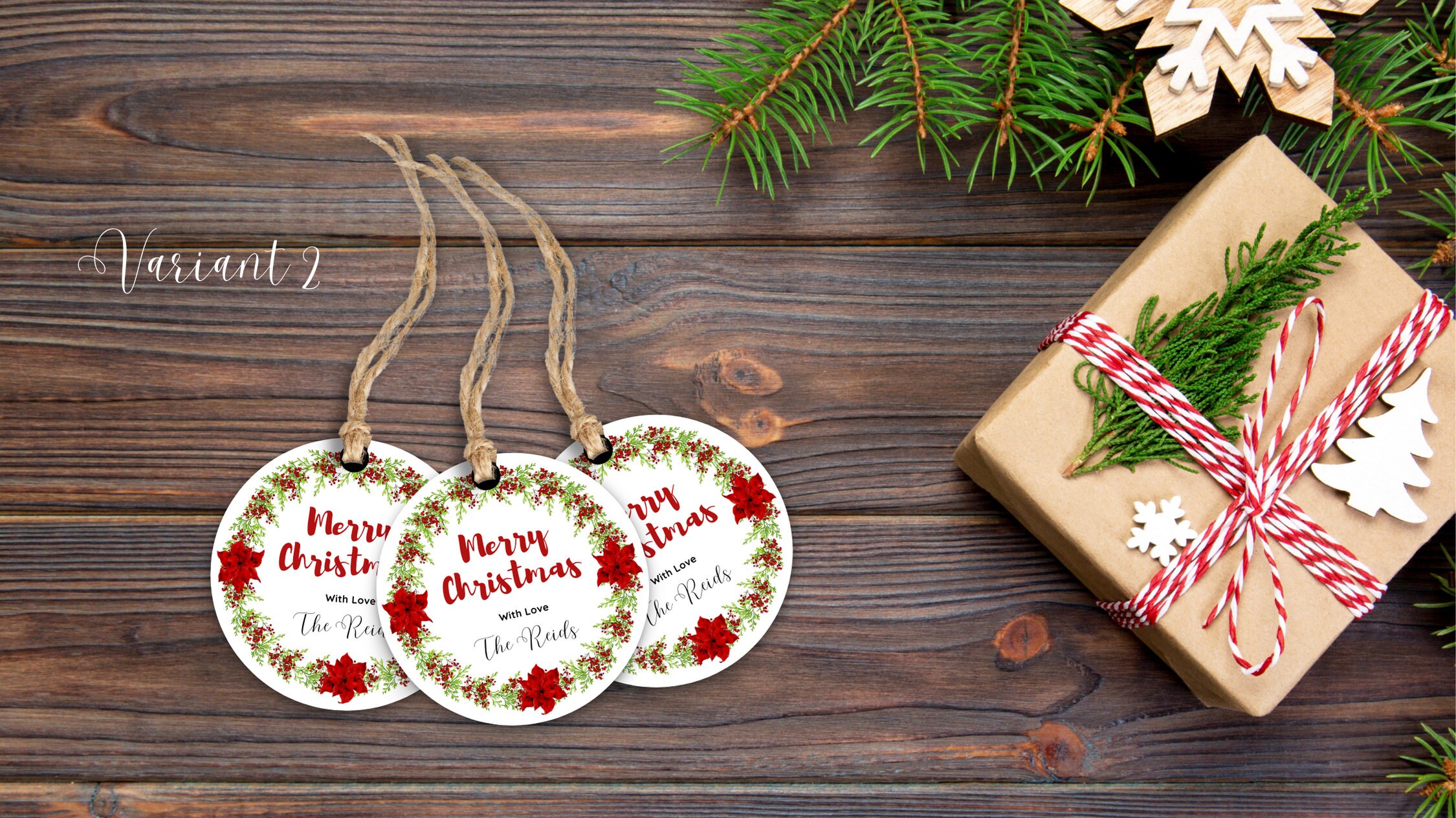 Editable Canva Christmas Tags Template With Watercolor - Etsy