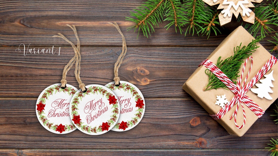 Editable Canva Christmas Tags Template With Watercolor - Etsy