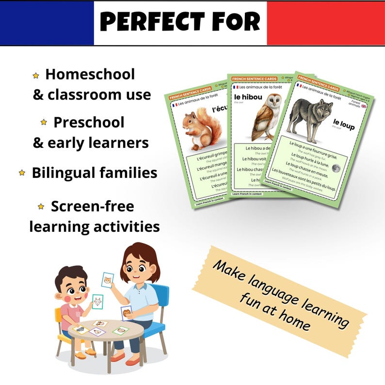 French Flashcards for Kids Printable | Learn French Sentences ...