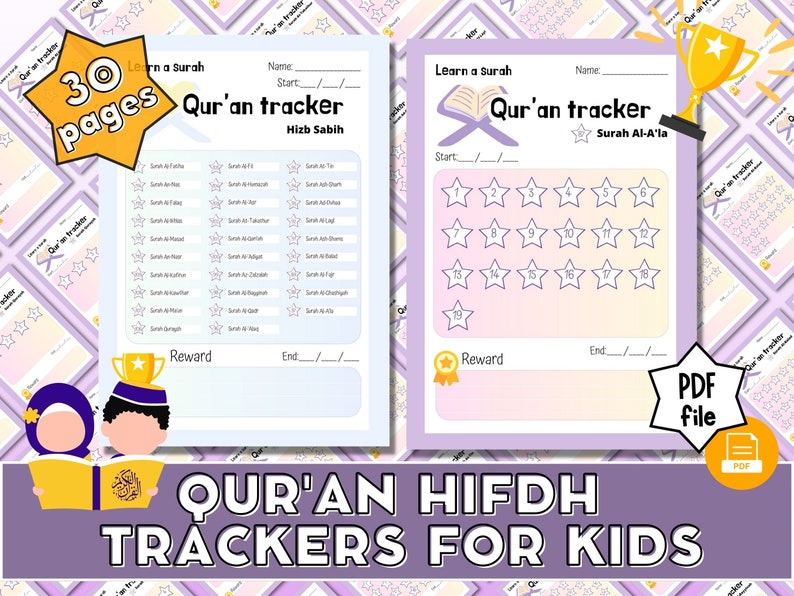Printable Quran Memorization Tracker for Kids | Kids Hifdh Tracker ...