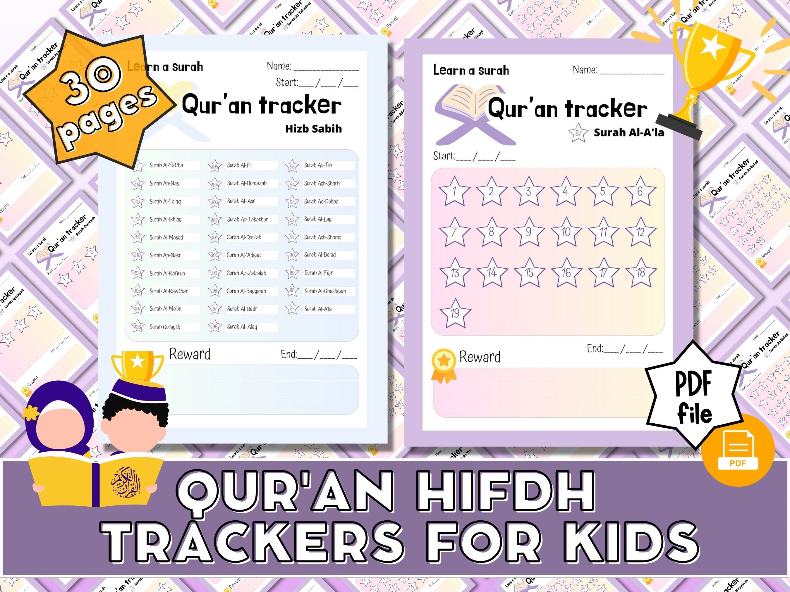 Printable Quran Memorization Tracker for Kids | Kids Hifdh Tracker ...
