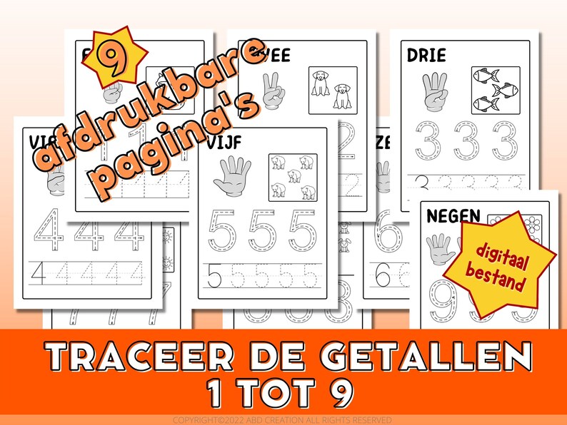 Work Bundle Numbers. Trace Numbers From 1 to 9. Math Worksheets for ...