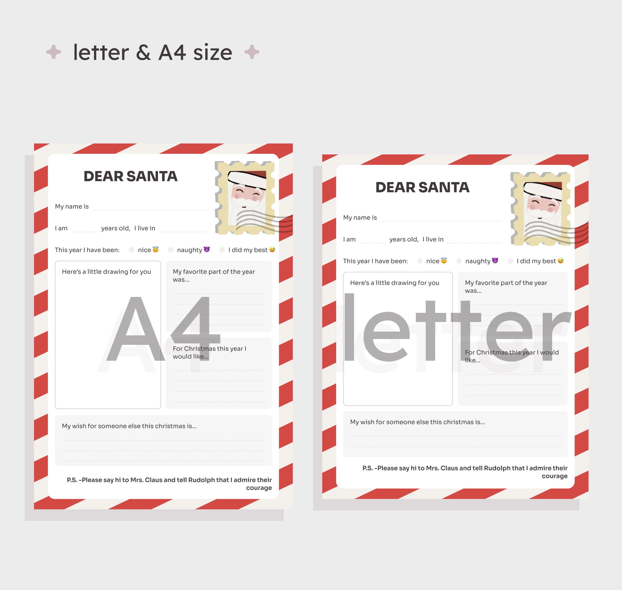 Dear Santa, Letter to Santa, Christmas, Instant Download, Kids Letter ...