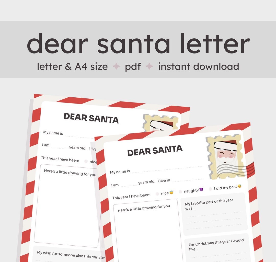 Dear Santa, Letter to Santa, Christmas, Instant Download, Kids Letter ...