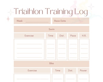 Triathlon Training Log, Triathlon Training Planner, Workout Tracker ...