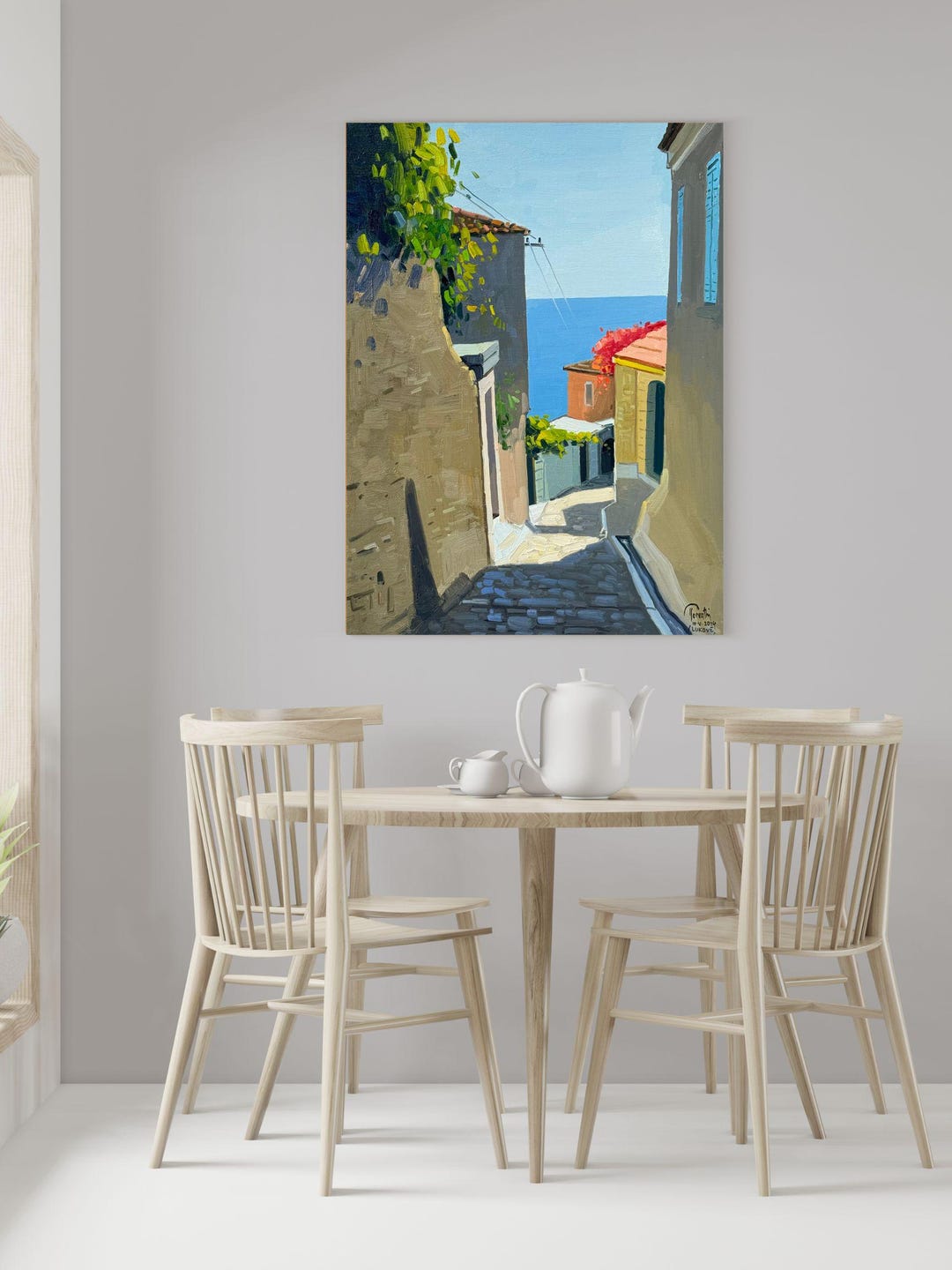 Rrugic Ne Lukovë | Original Painting Oil on Canvas by Albanian Artist ...