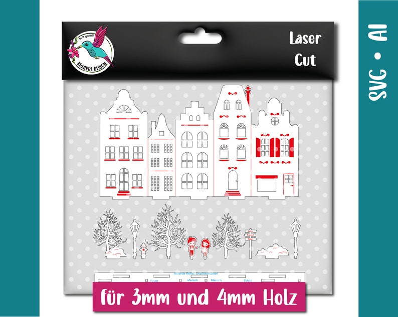 Canal Houses | Houses in Amsterdam | Svg Ai | Lasercut for Lasering and ...