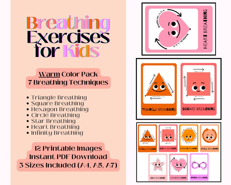 Breathing Exercises for Kids, Mindfulness for Kids, Colorful Breathing ...