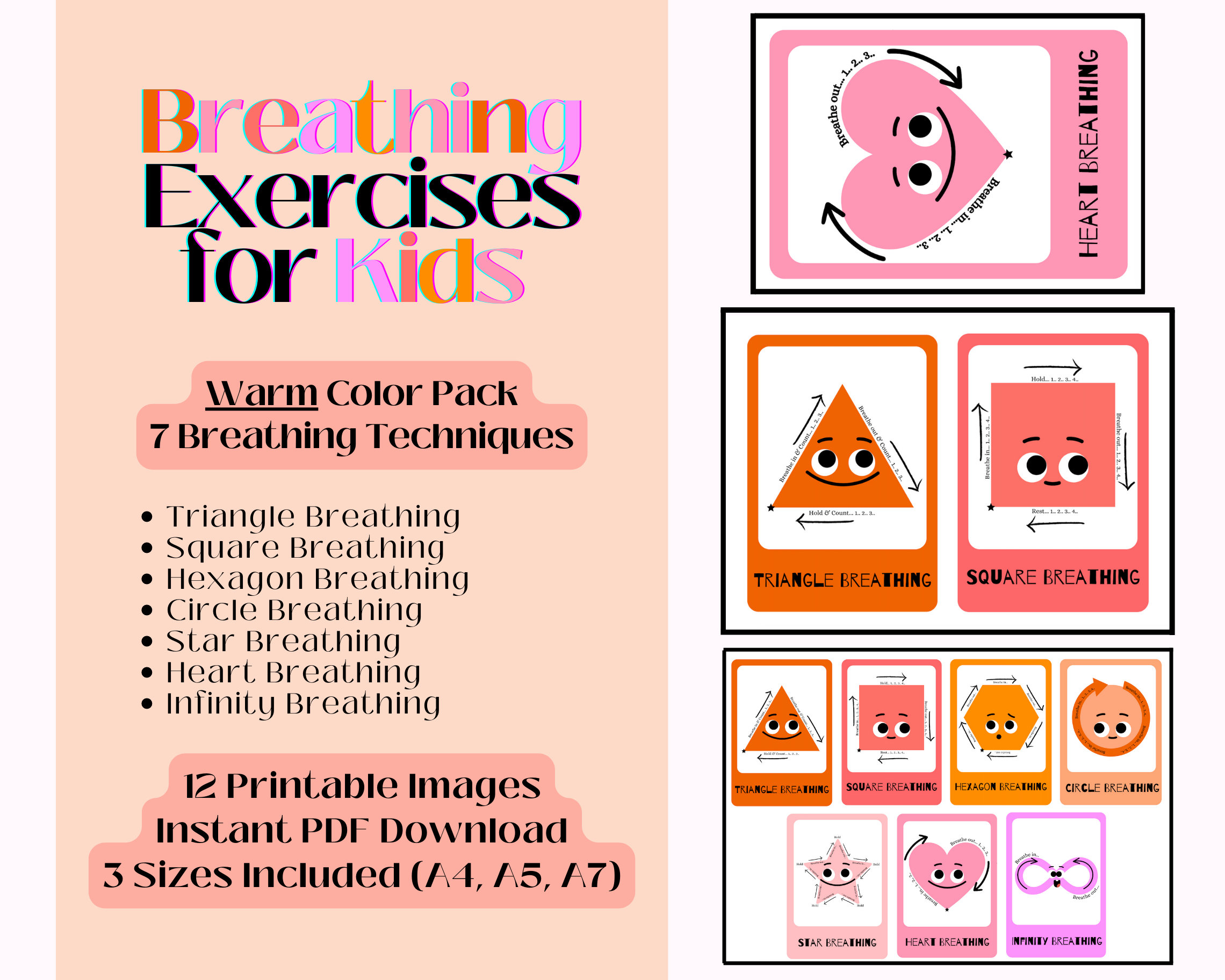 Breathing Exercises for Kids, Mindfulness for Kids, Colorful Breathing ...