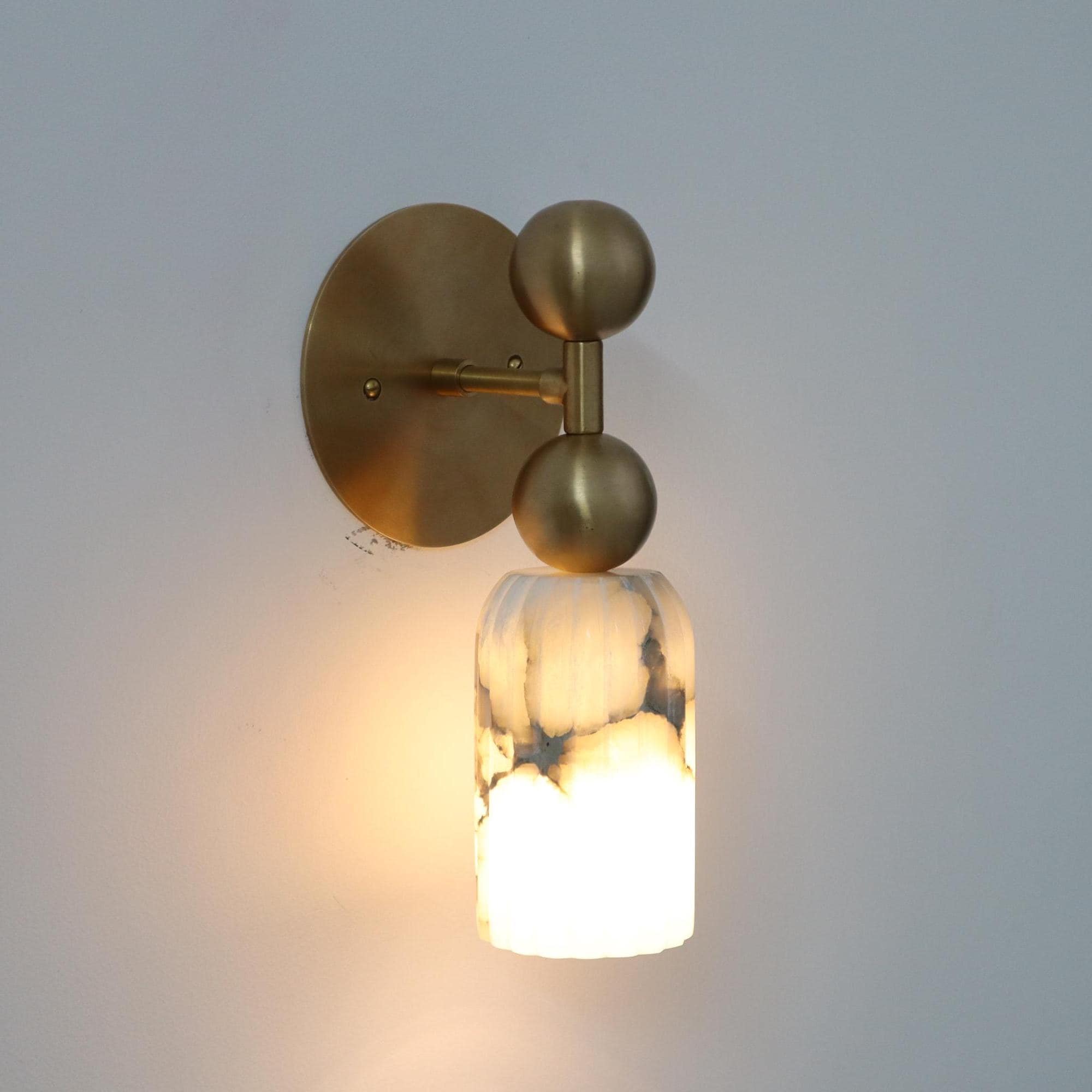 Natural Alabaster Stone and Solid Brass Wall Lamp,minimalist Designer ...
