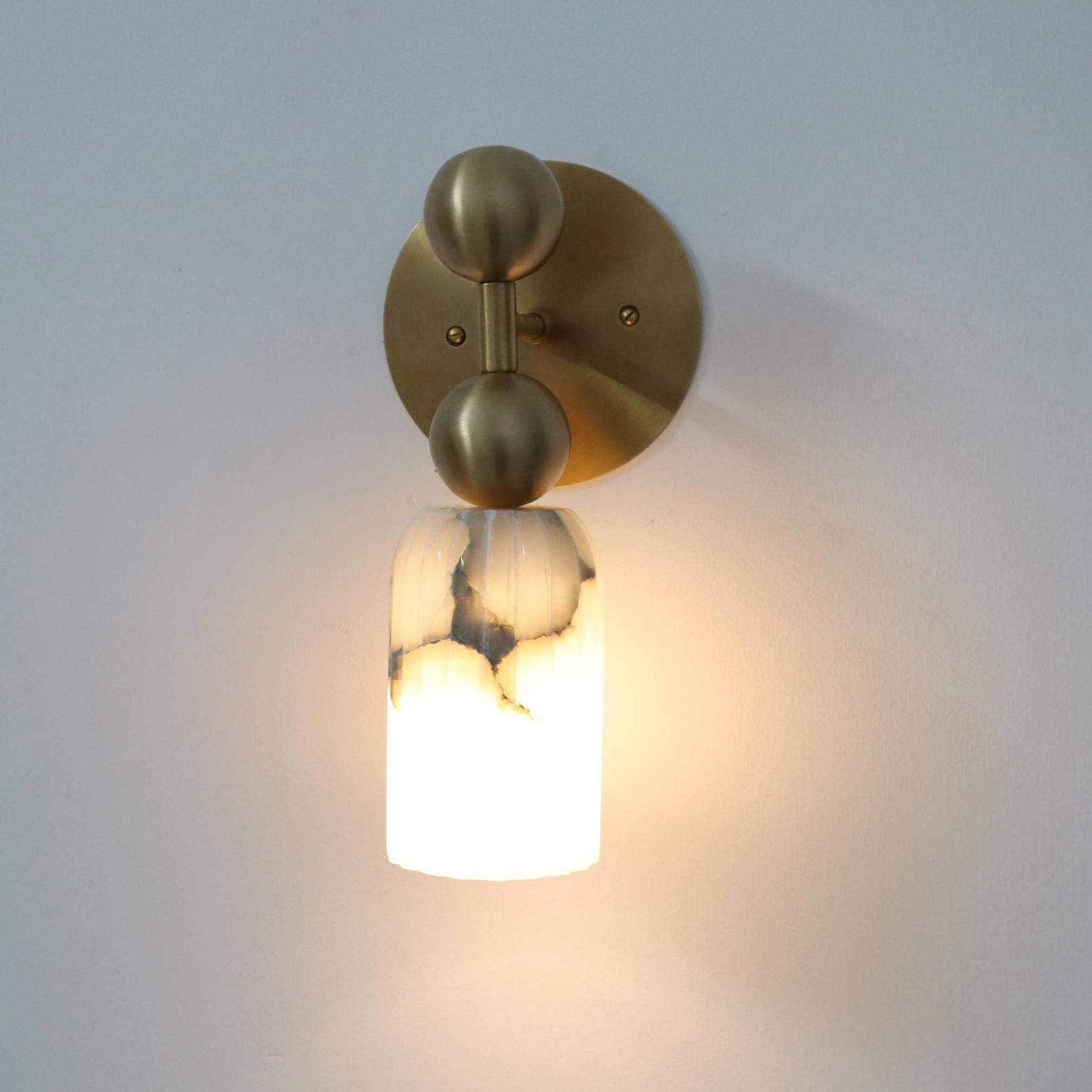 Natural Alabaster Stone and Solid Brass Wall Lamp,minimalist Designer ...
