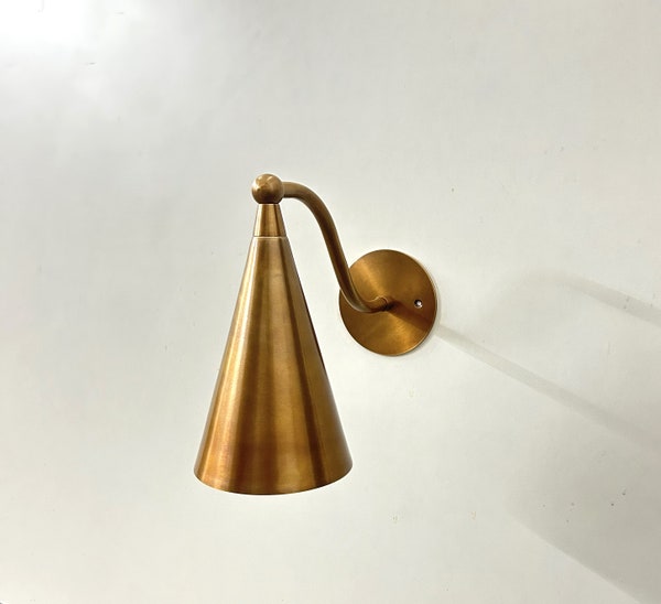 Raw Brass Round Kitchen Wall Fixture Mid Century Lighting Sputnik ...