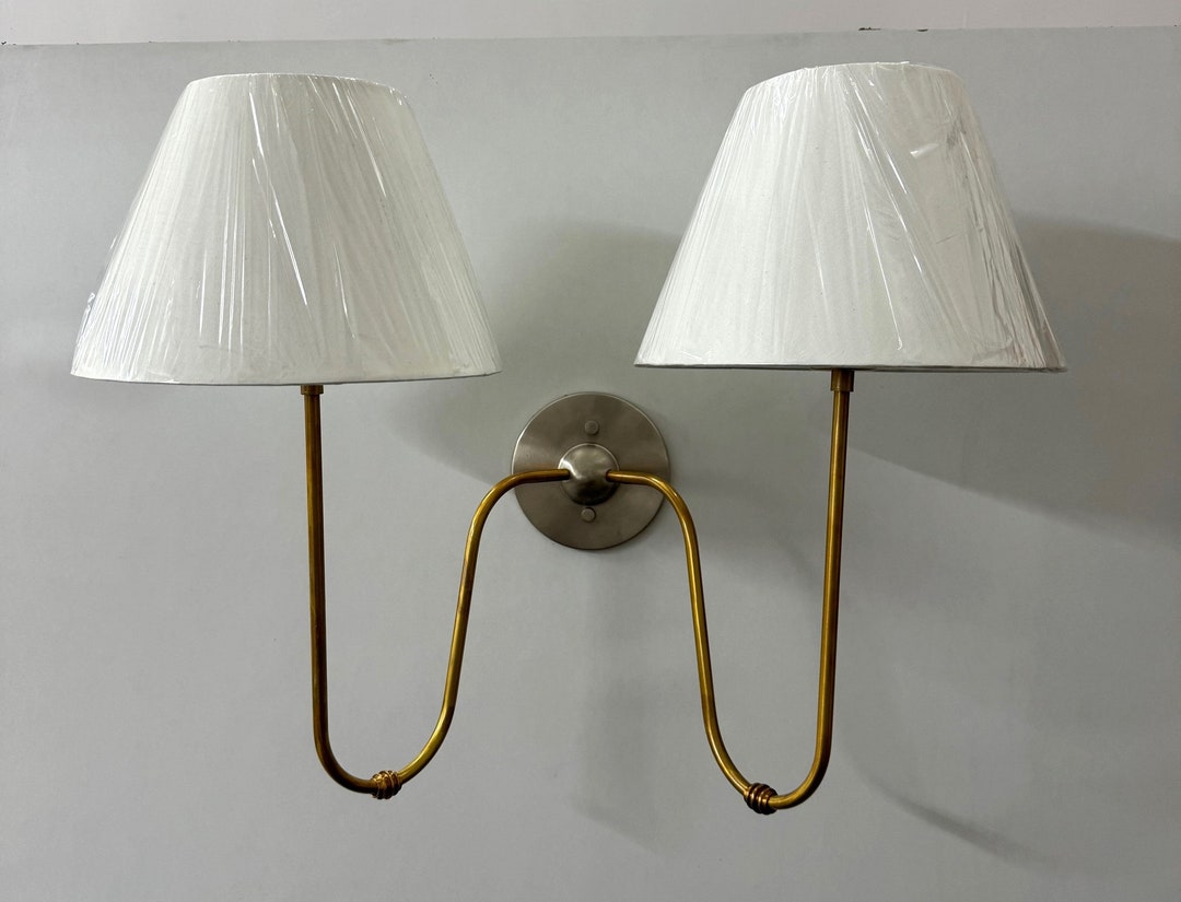 Timeless Elegance Handcrafted Raw Brass 2 Arm Wall Lamp for Distinctive ...