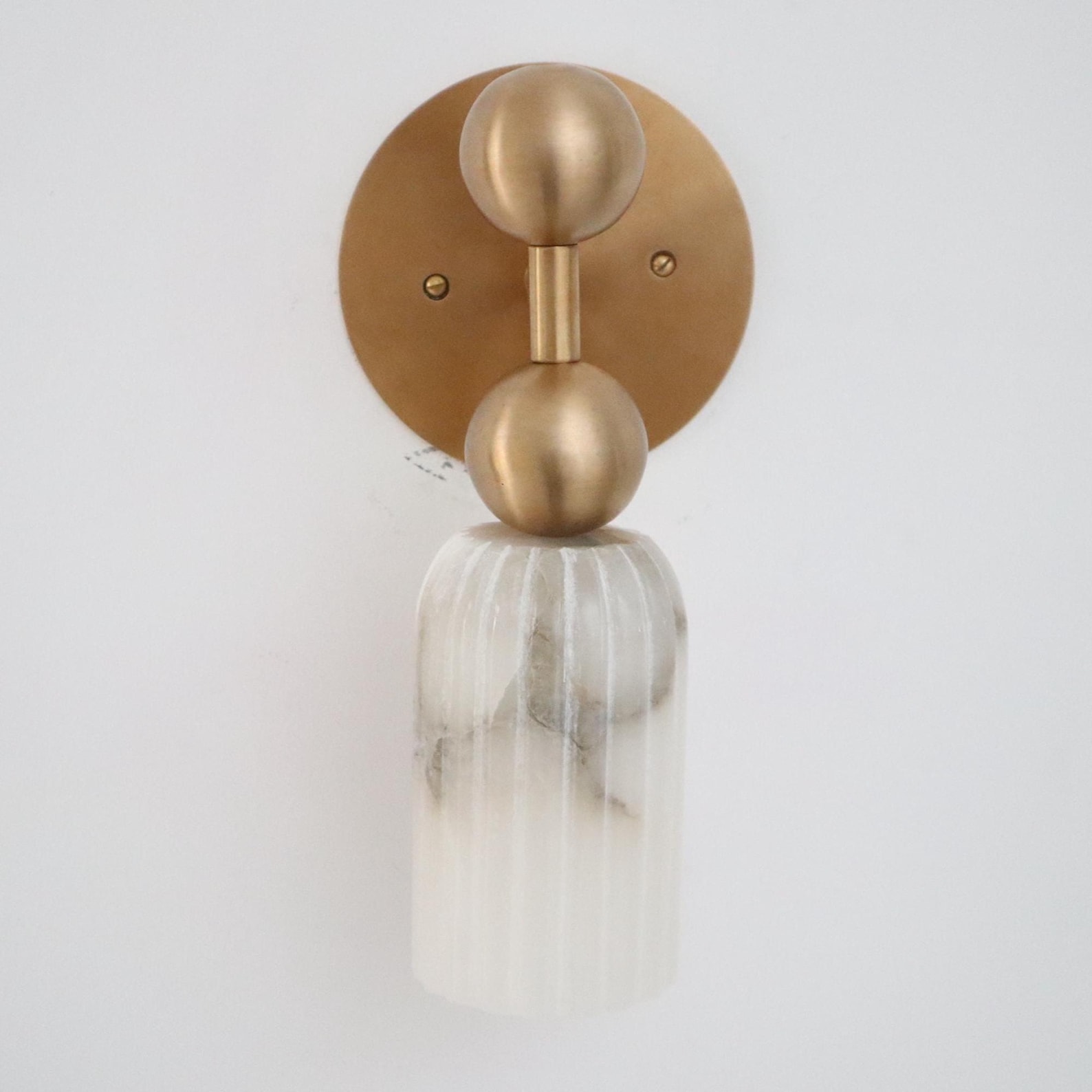 Natural Alabaster Stone and Solid Brass Wall Lamp,minimalist Designer ...