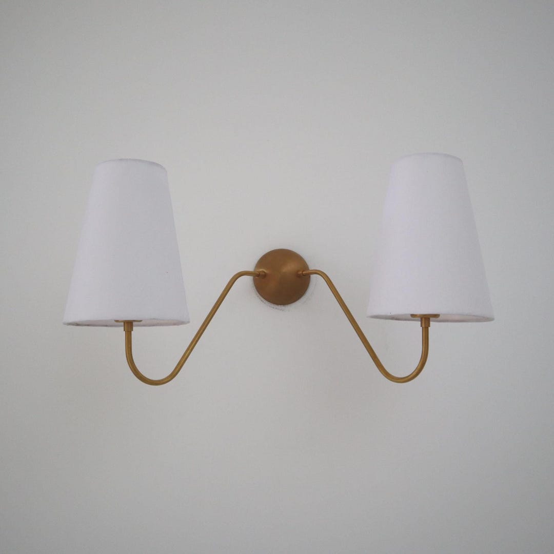 Gleaming Elegance Royere Brass Double Arm Shade Wall Lamp - Etsy