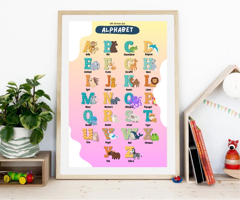 Digital / Printable ABC Poster, Animal Alphabet Alphabet DIN A5 - Etsy