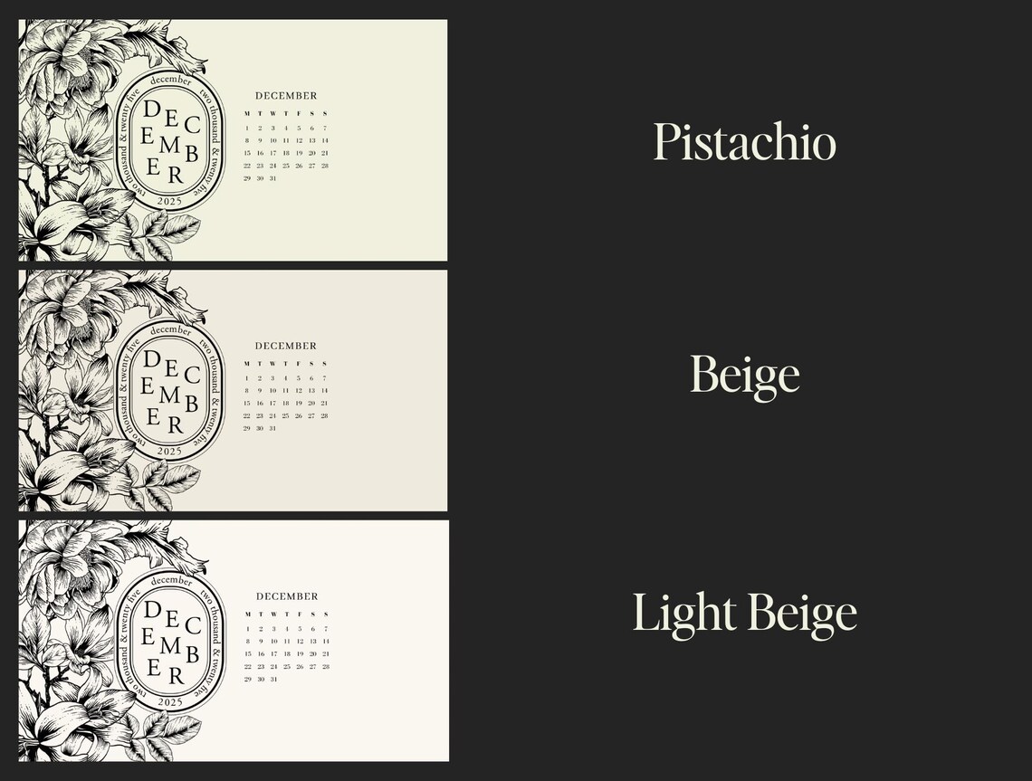 2025 Monthly Desktop Wallpaper Calendar | Botanical Floral - Etsy