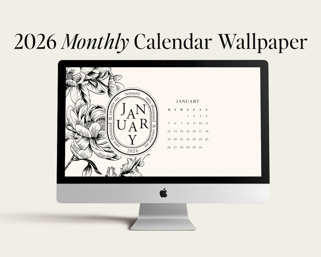 2026 Monthly Desktop Wallpaper Calendar | Botanical Floral - Etsy