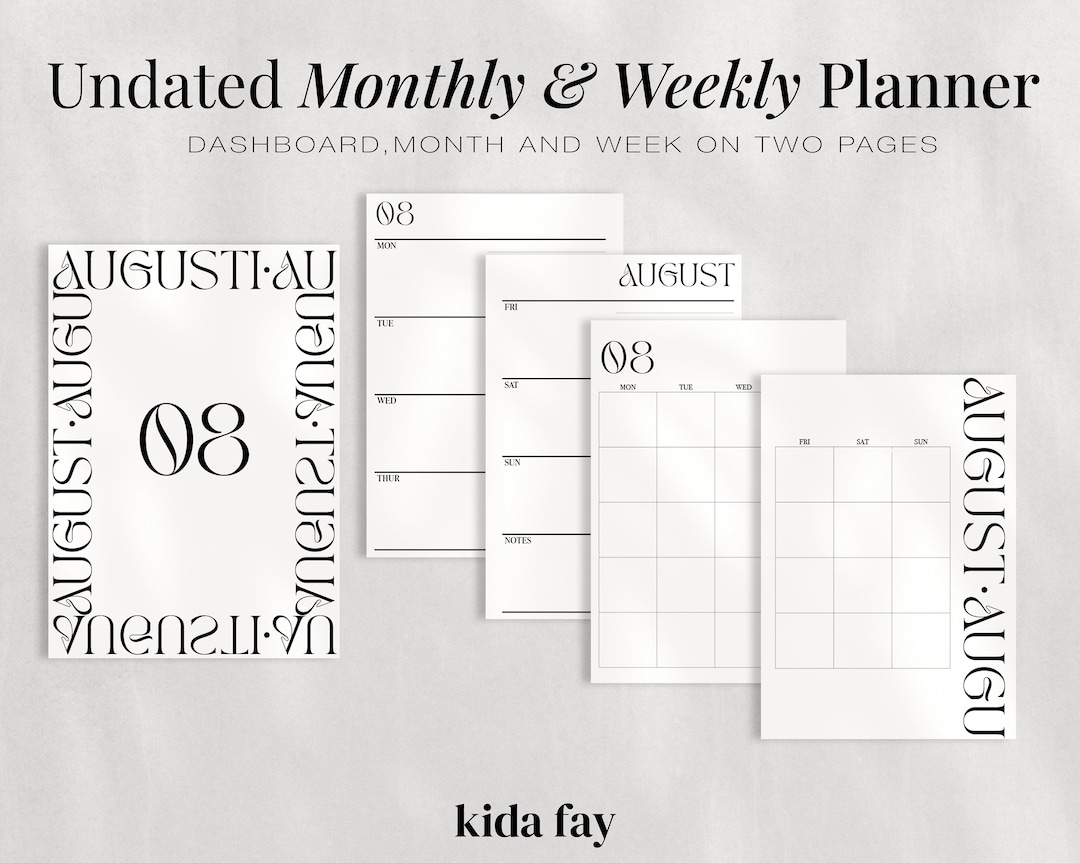 A5 Undated Monthly and Weekly Printable Planner | MO2P WO2P | Instant ...