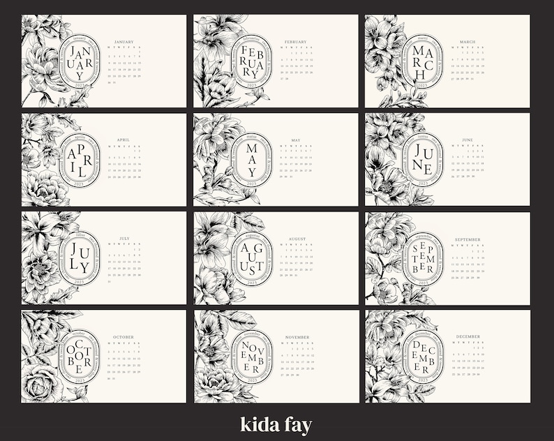 2025 Monthly Desktop Wallpaper Calendar | Botanical Floral - Etsy