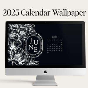 2025 Monthly Desktop Wallpaper Calendar | Botanical Floral | Dark Theme ...