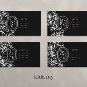 2025 Monthly Desktop Wallpaper Calendar | Botanical Floral | Dark Theme ...