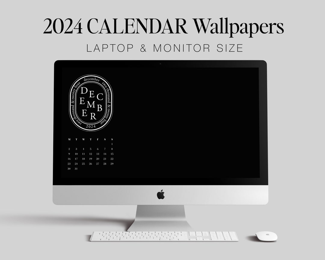 2024 Monthly Desktop Wallpaper Organiser Calendar Dark Theme - Etsy