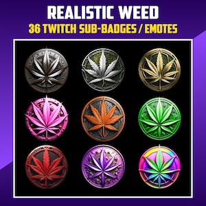 Weed Realistic Twitch Sub Bit Badges for Streamers, Kick, Vtuber ...