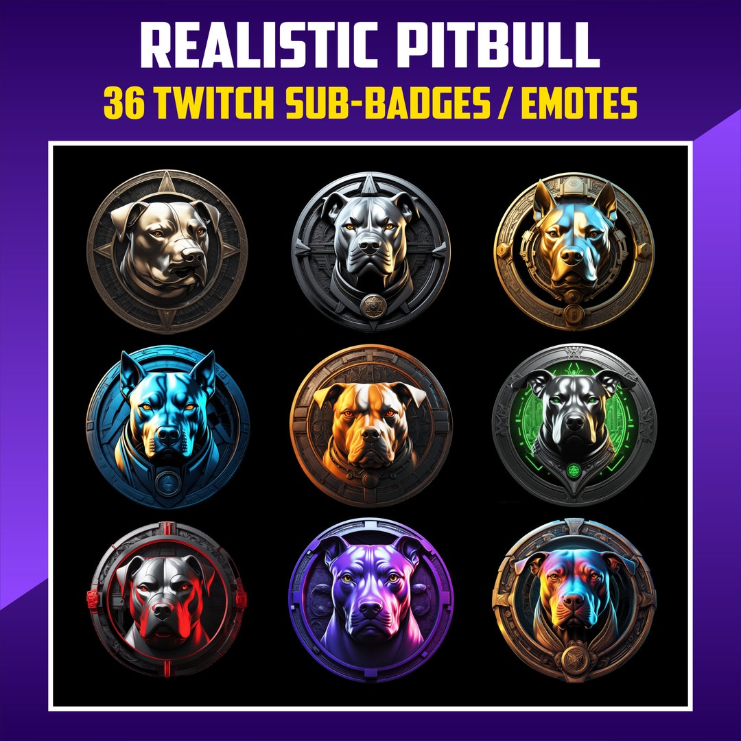 Pitbull Twitch Sub Badges: Streamer Emotes, Vtuber Avatars (digital ...