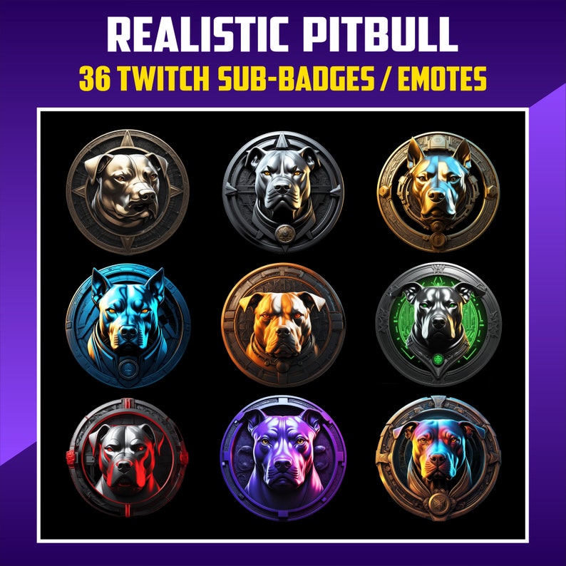 Pitbull Twitch Sub Badges: Streamer Emotes, Vtuber Avatars (digital ...