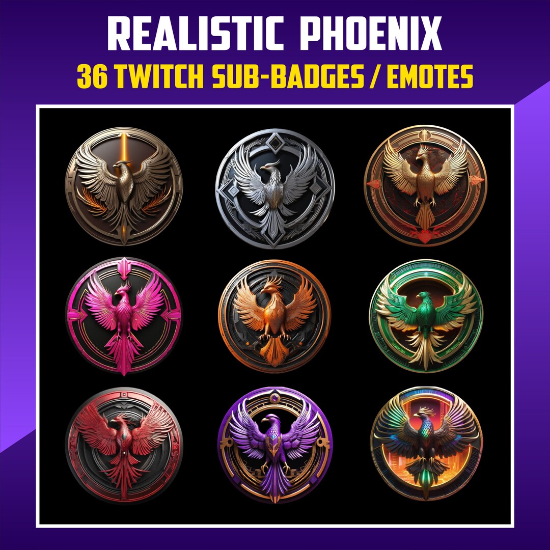 Phoenix Realistic Twitch Sub Bit Badges for Streamers, Kick, Vtuber ...