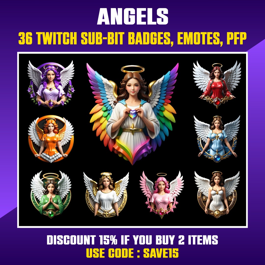 Angel Twitch Sub Badges: Vtuber Emotes, Clipart (digital Download) - Etsy