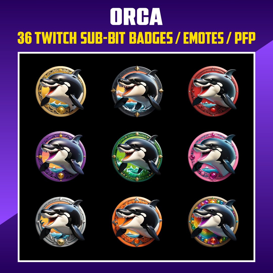 Orca Twitch Sub Badges: Streamer Bit Badges (digital Download) - Etsy