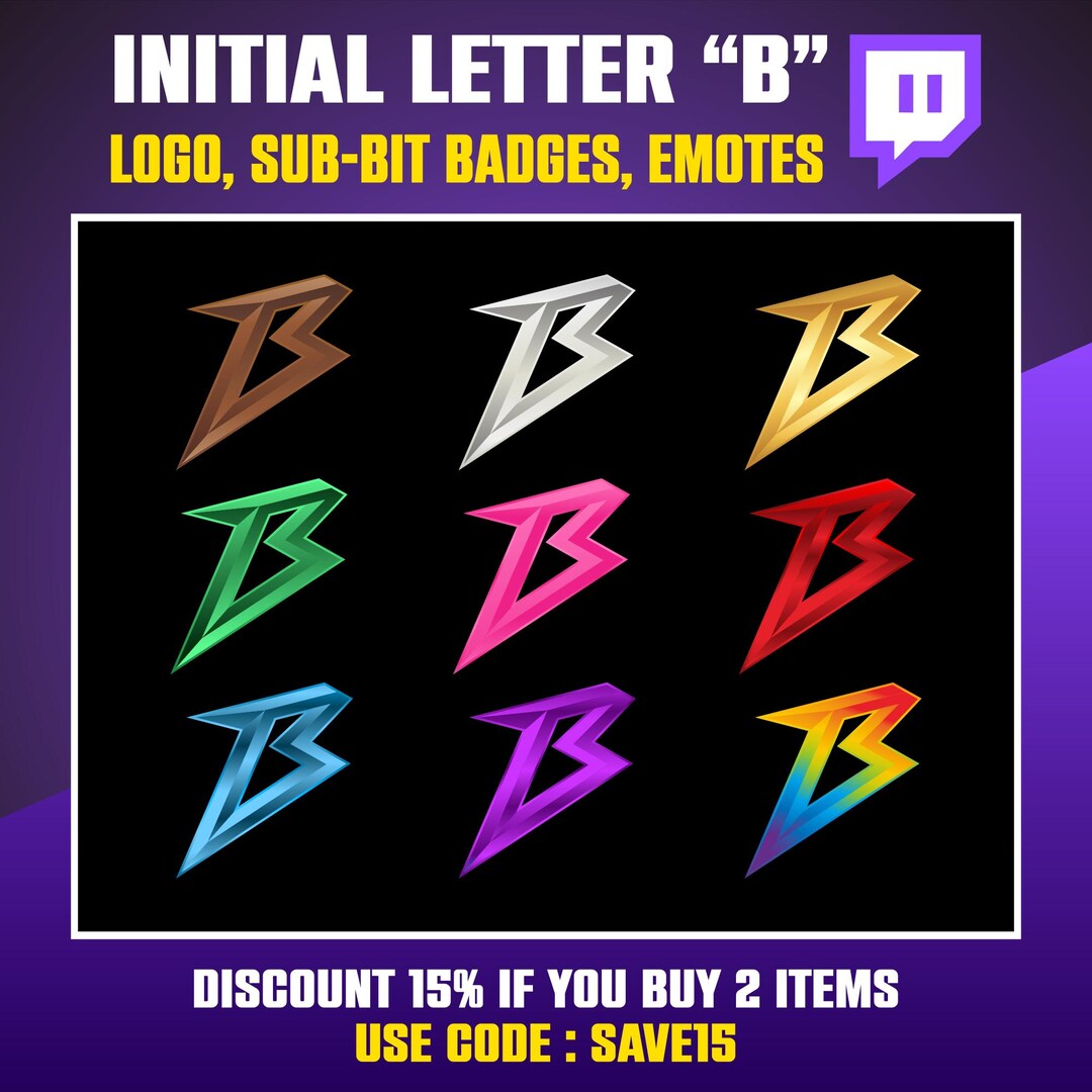 B Twitch Sub Badges, B Gaming Logo, B Twitch Emotes, B Letter for ...