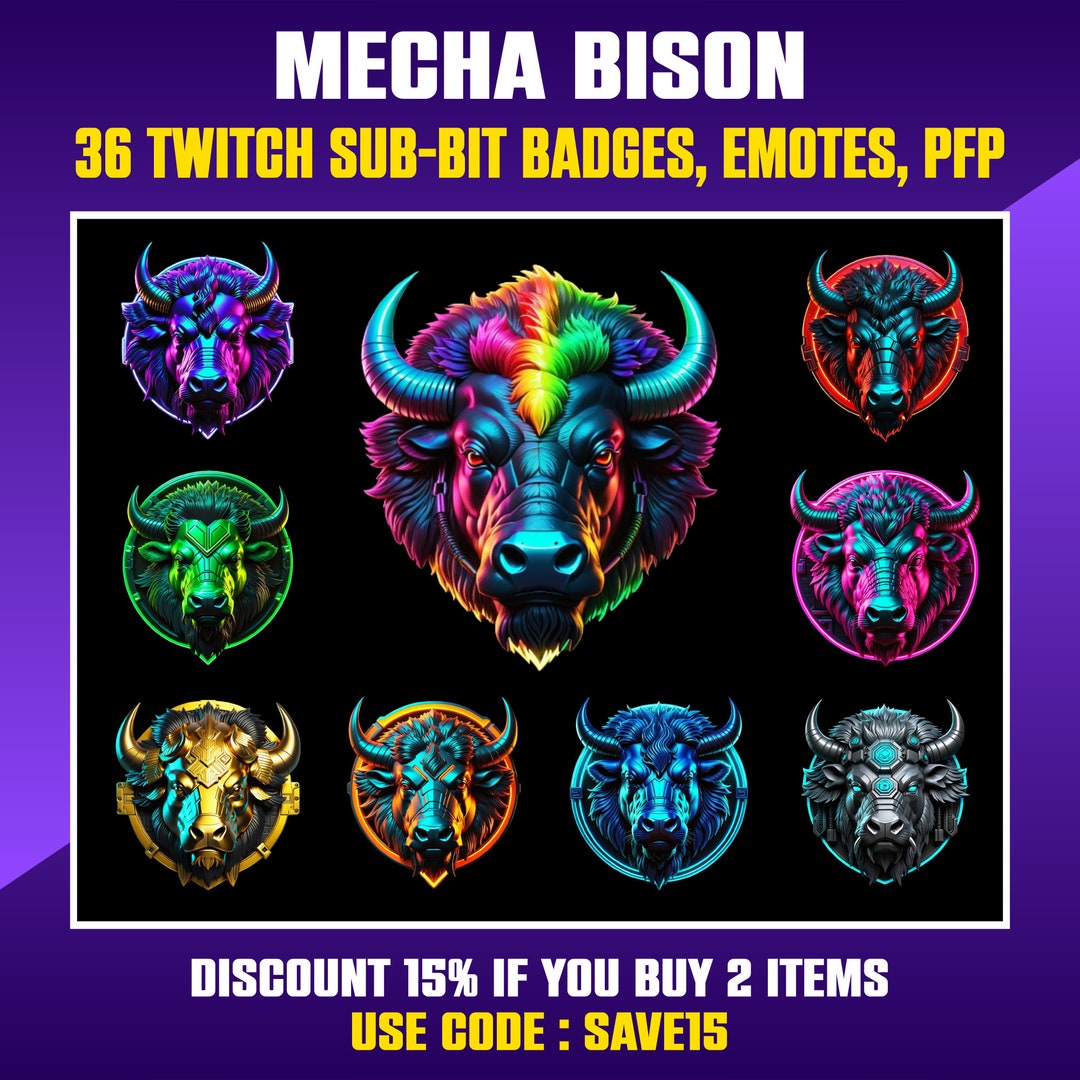 Twitch Badges, Bison Twitch Sub Badges, Bit Badges, Bision Emotes ...
