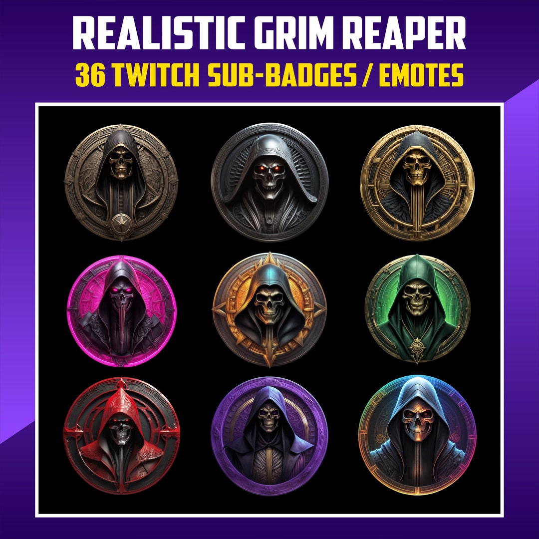Grim Reaper Twitch Sub Badges: Vtuber Emotes (digital Download) - Etsy