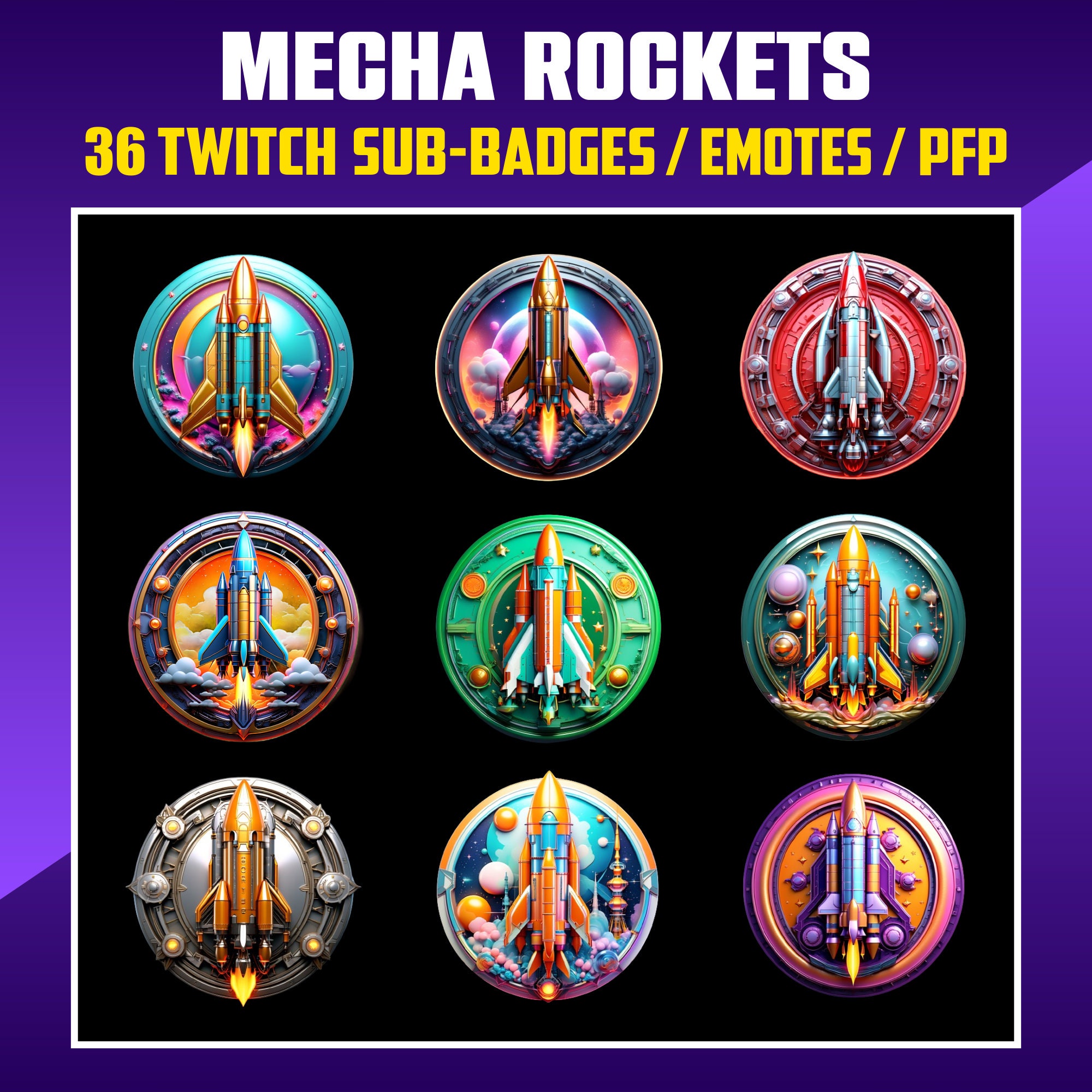 Rockets Twitch Sub Badges, Twitch Bit Badges, Kick Badges, Twitch ...