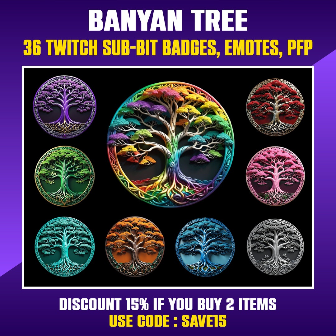 Tree Twitch Sub Badges: Banyan Tree Emotes (digital Download) - Etsy